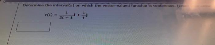 Solved Determine the interval(s) on which the vector valued | Chegg.com