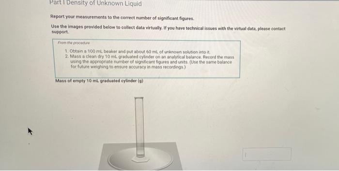 Part I Density of Unknown Liquid Report your | Chegg.com