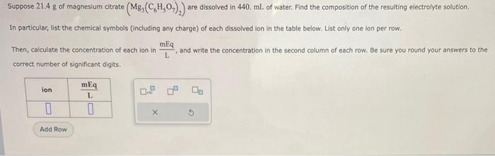 Solved Suppose 21.4 g of magnesium citrate (Mg3(C6H5O7)2) | Chegg.com