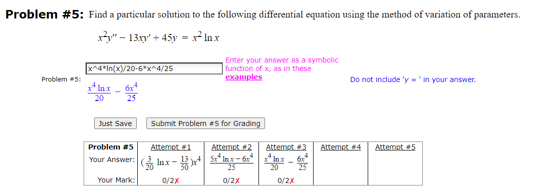 Solved Problem #5: Find a particular solution to the | Chegg.com