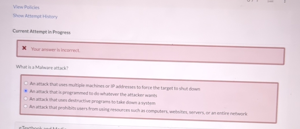 Solved What is a Malware attack?An attack that uses multiple | Chegg.com