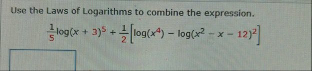 Solved Use the Laws of Logarithms to combine the | Chegg.com