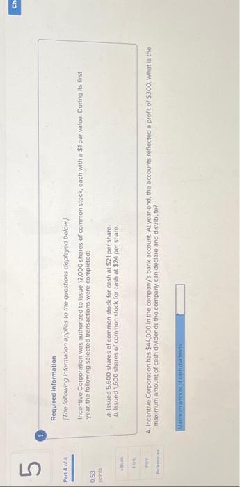 Solved 5 Part 4 of 4 0.53 points eBook Hint Print References | Chegg.com