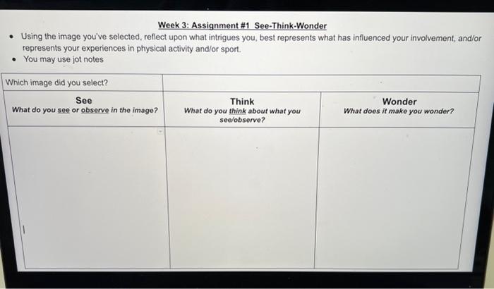 Solved Week 3: Assignment #1 See-Think-Wonder - Using the | Chegg.com
