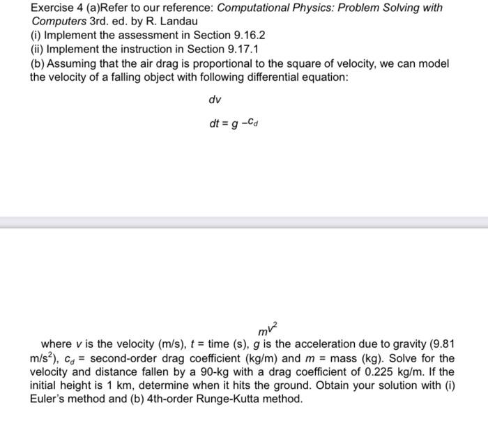 Solved Computational Method In Physics I Generate Plot For 