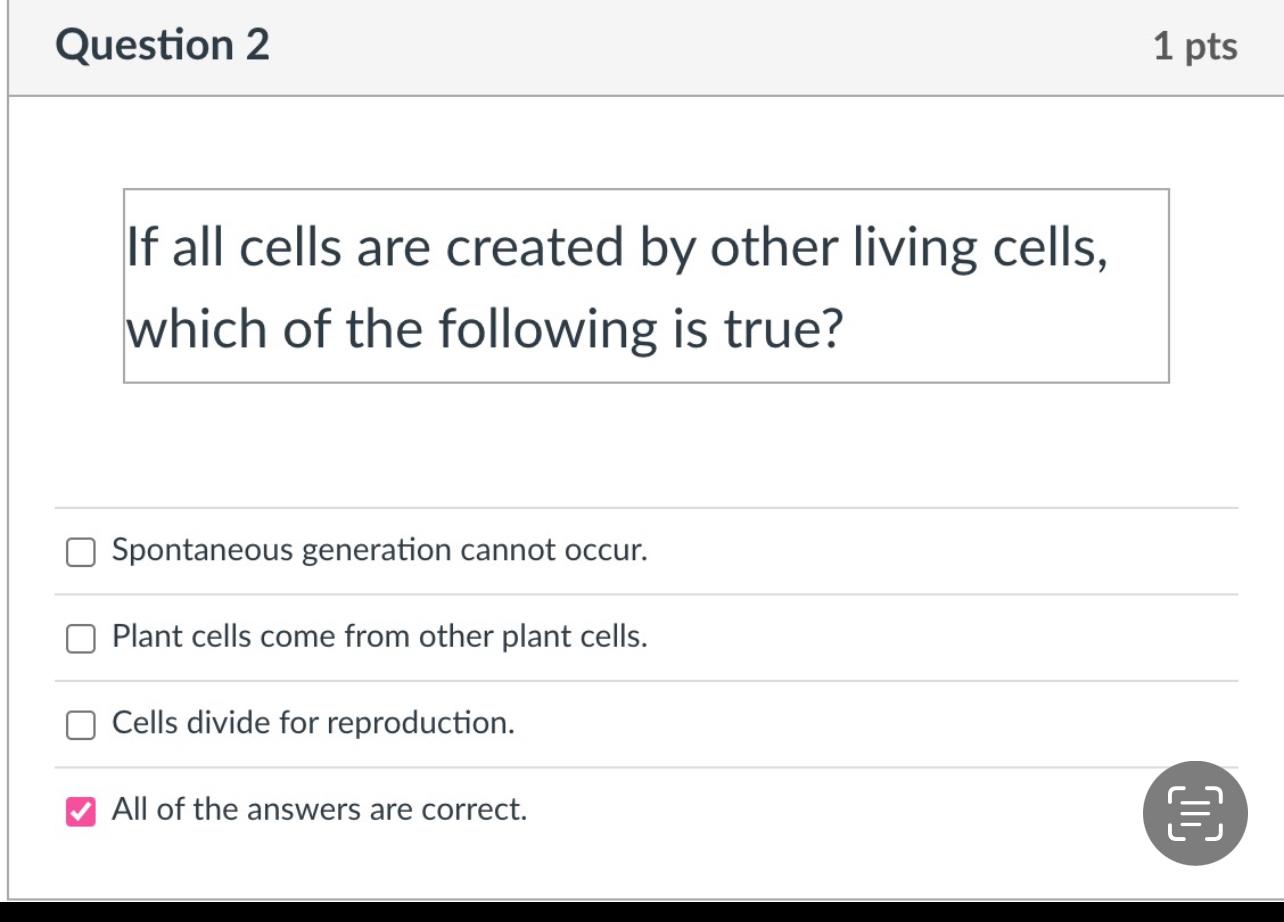 Solved Question 21 ﻿ptsIf all cells are created by other | Chegg.com