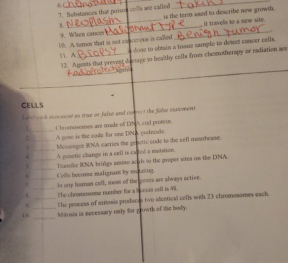 Solved 7. Substances that poison cells are called tak 8. | Chegg.com