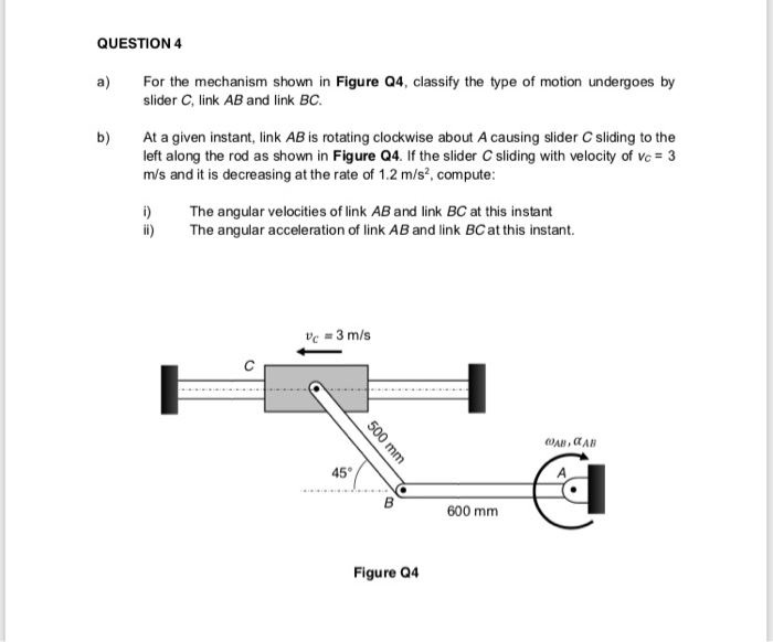 Solved QUESTION 4 a) For the mechanism shown in Figure Q4, | Chegg.com