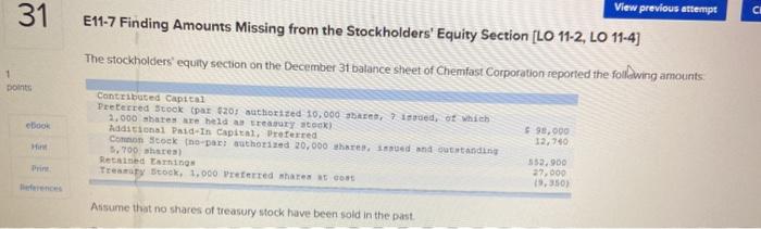 Solved CI 31 View previous attempt E11-7 Finding Amounts | Chegg.com