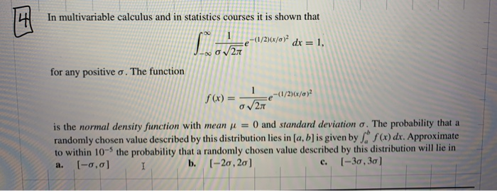 Solved In multivariable calculus and in statistics courses | Chegg.com