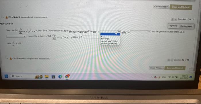 Solved Given the DE dxdy−x2y2=x2, then t the DE wreen h the | Chegg.com