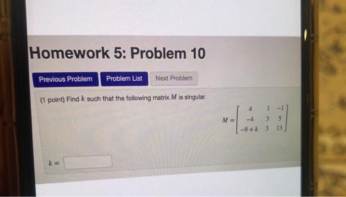 Solved Homework 5: Problem 10 Previous Problem Problem List | Chegg.com