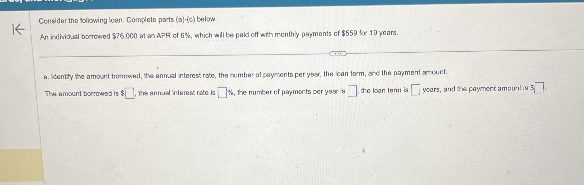 Solved Consider the following loan. Complete parts (a)-(c) | Chegg.com