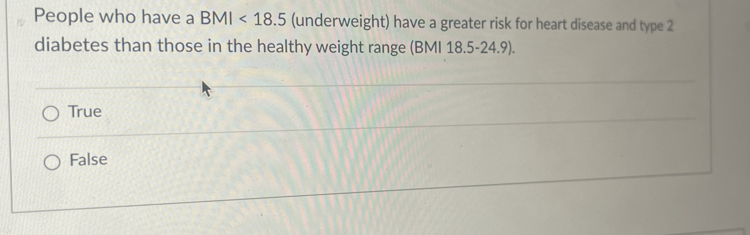 Solved People who have a BMI