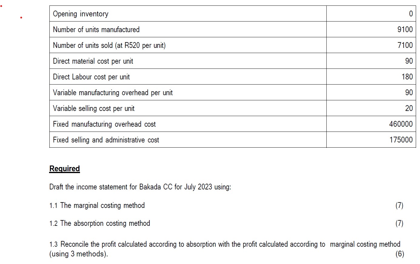 Solved RequiredDraft the income statement for Bakada CC for | Chegg.com