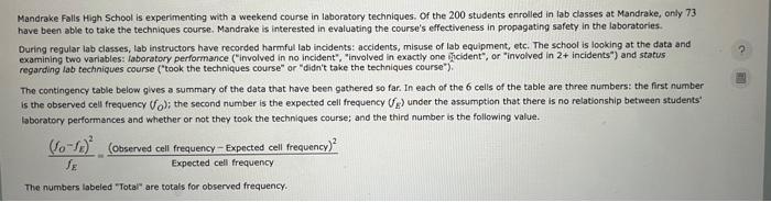 Solved Mandrake falls High School is experimenting with a | Chegg.com