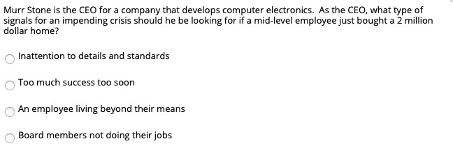 Solved Murr Stone is the CEO for a company that develops | Chegg.com