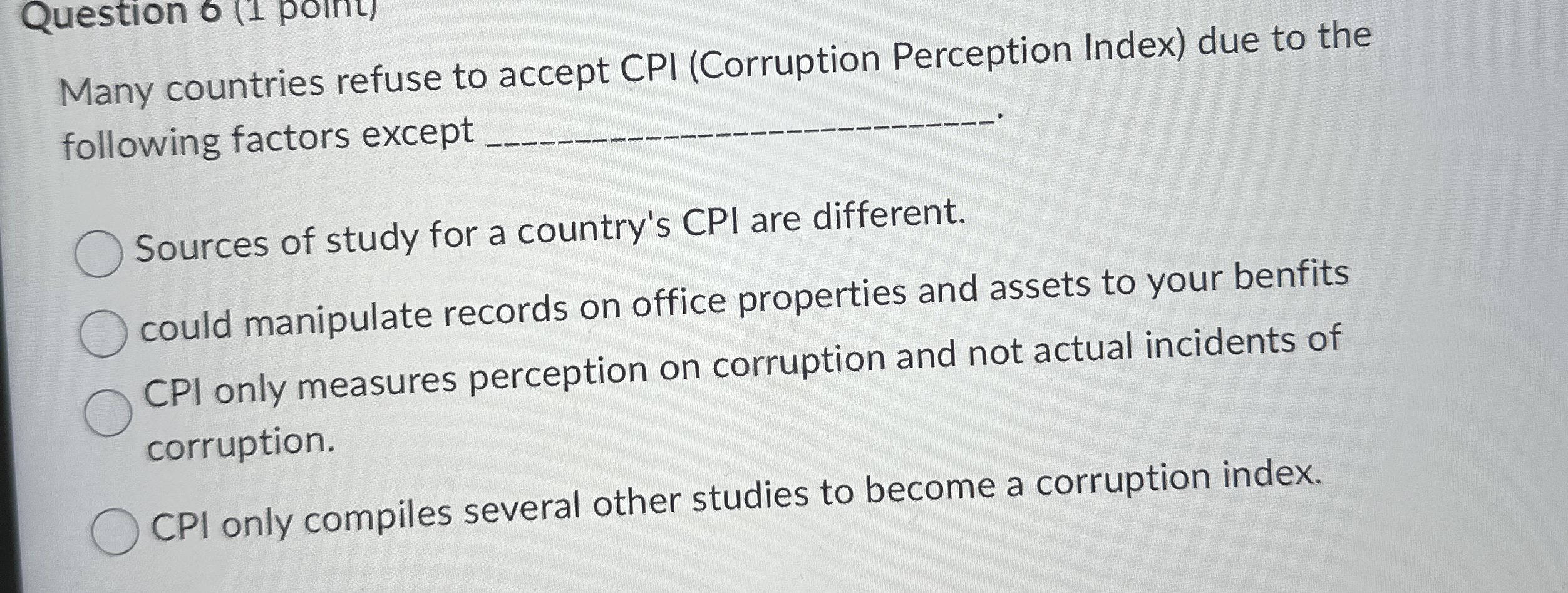 Solved Many countries refuse to accept CPI (Corruption | Chegg.com