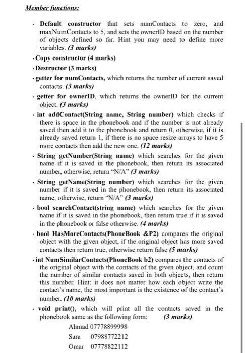 Solved QUESTION 1 [60 marks] Defining the Class Phone Book | Chegg.com