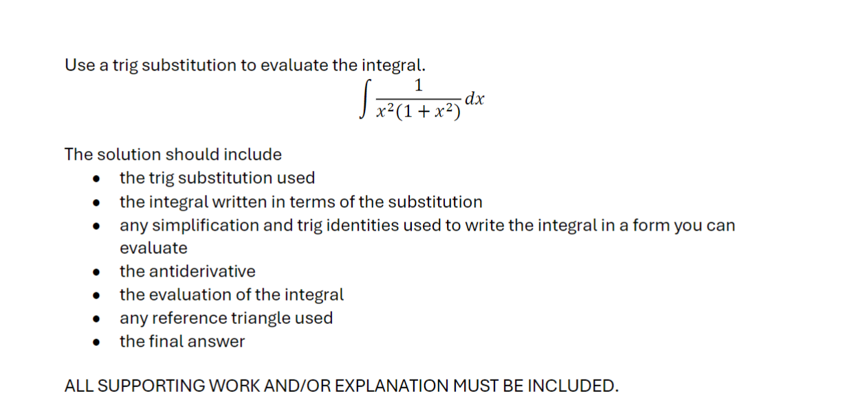 Solved Use a trig substitution to evaluate the | Chegg.com