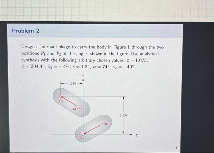 Design a fourbar linkage to carry the body in Figure | Chegg.com