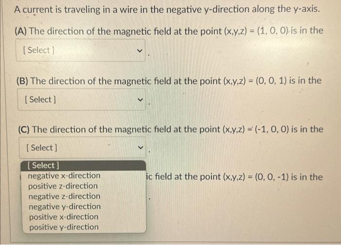 Solved A current is traveling in a wire in the negative | Chegg.com
