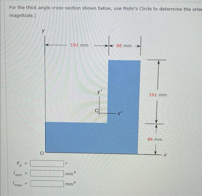 Solved For the thick angle cross-section shown below, use | Chegg.com