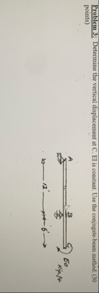 Solved Problem 3: Determine the vertical displacement at C. | Chegg.com