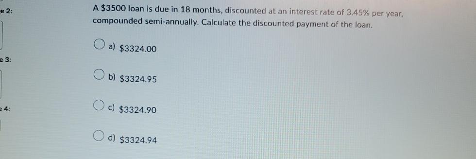 Solved A $3500 ﻿loan is due in 18 ﻿months, discounted at an | Chegg.com