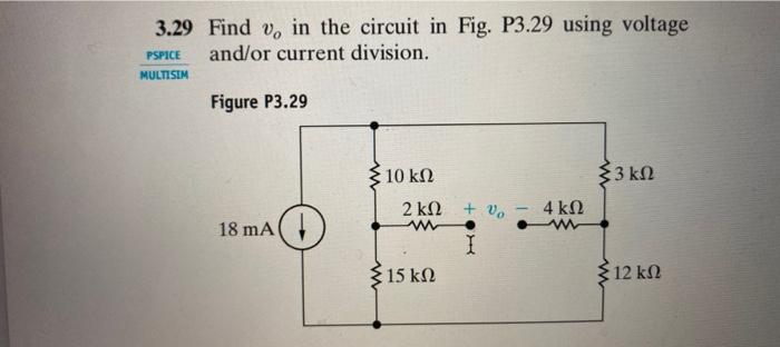 Solved 3.29 Find v, in the circuit in Fig. P3.29 using | Chegg.com