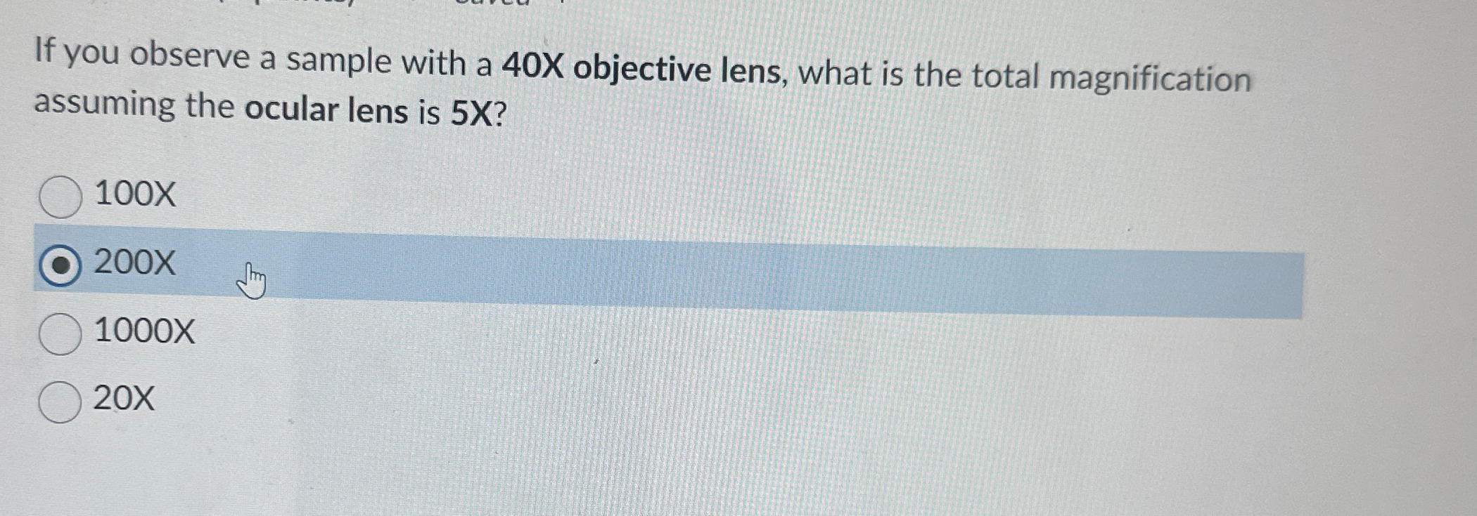 Solved If you observe a sample with a 40x ﻿objective lens, | Chegg.com