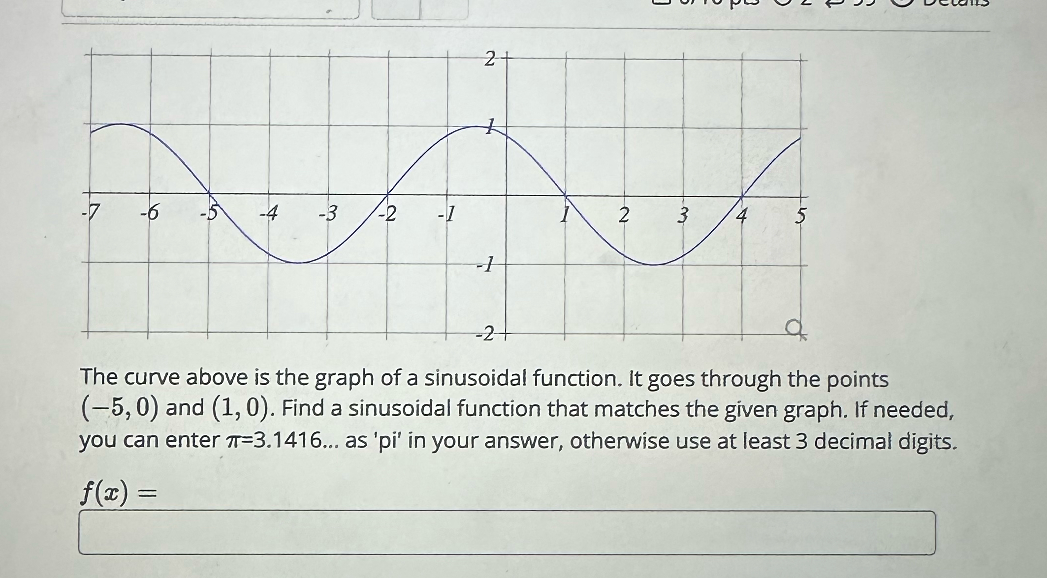 Solved The curve above is the graph of a sinusoidal | Chegg.com
