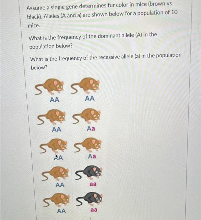 Solved Assume a single gene determines fur color in mice | Chegg.com