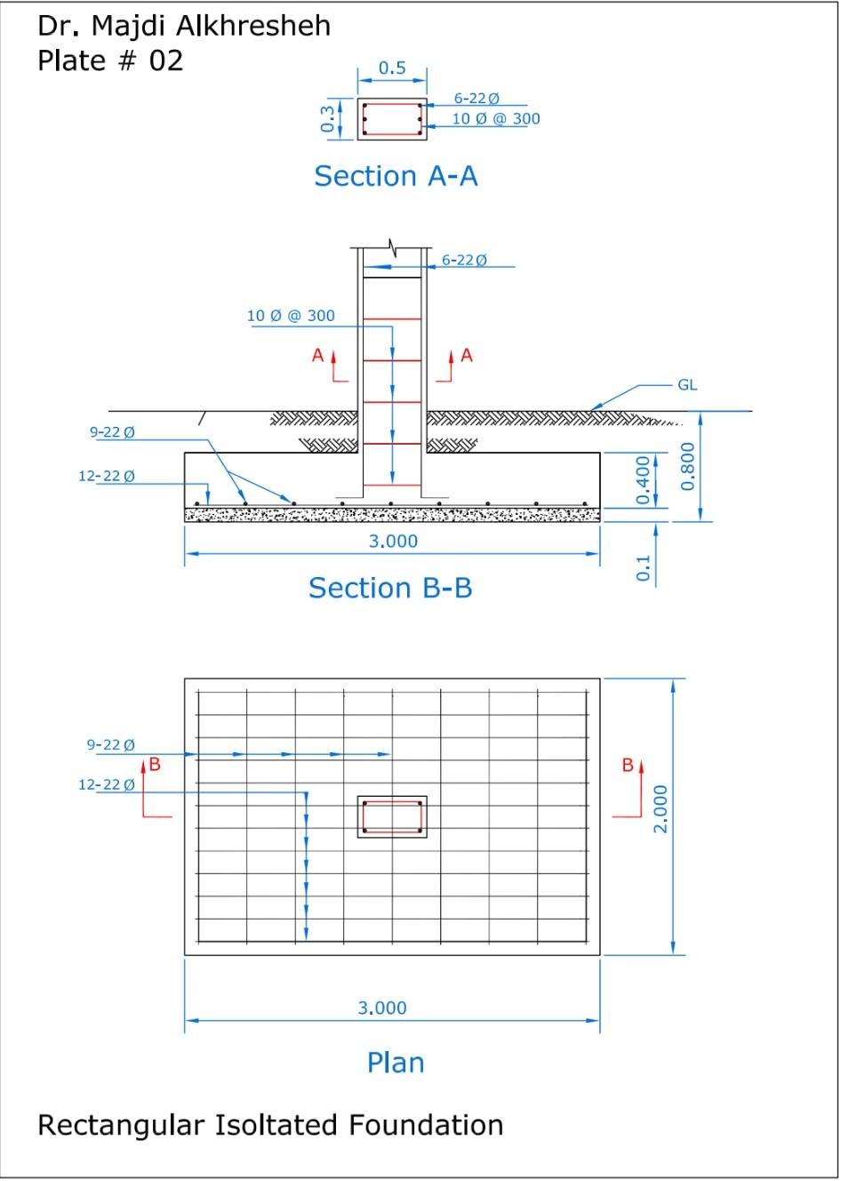 Solved Rectangular Isolated Footing: 1- Construct the | Chegg.com