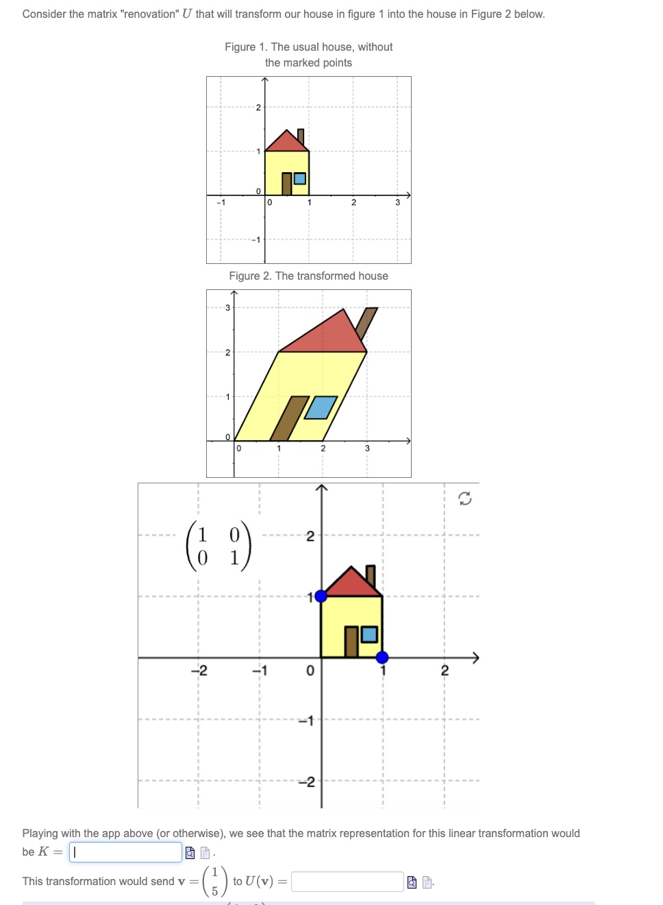 Solved Consider the matrix "renovation" U ﻿that will | Chegg.com