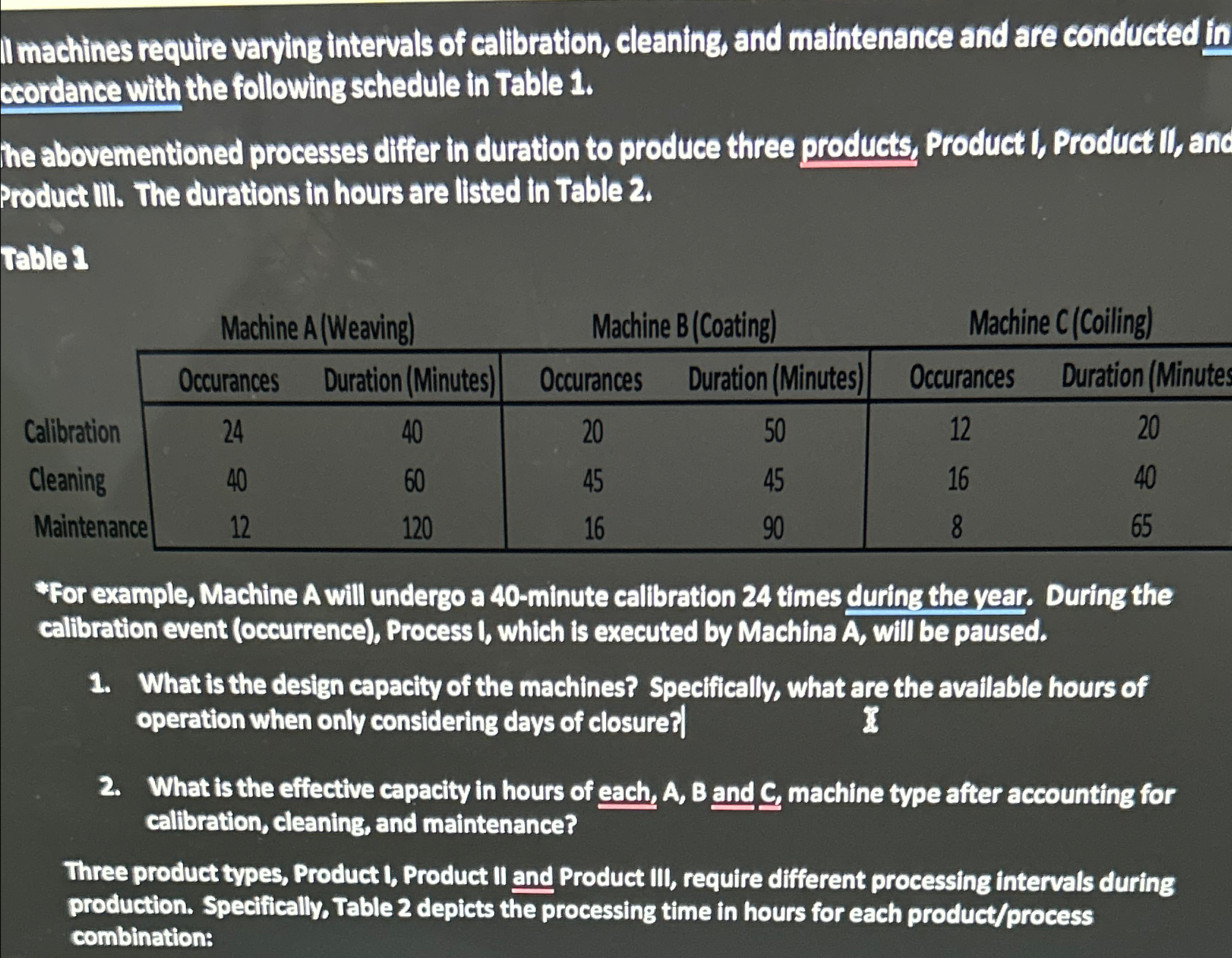 Solved II machines require varying intervals of callbration, | Chegg.com