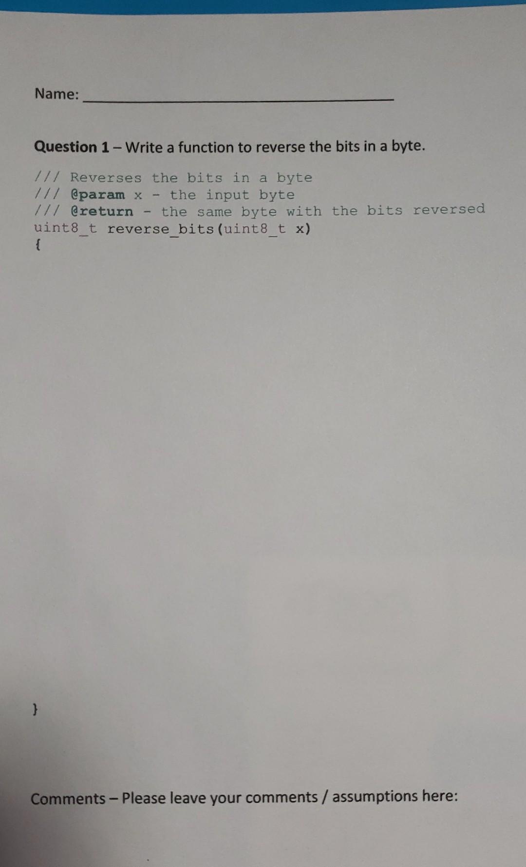 Solved Name: Question 1- Write a function to reverse the | Chegg.com