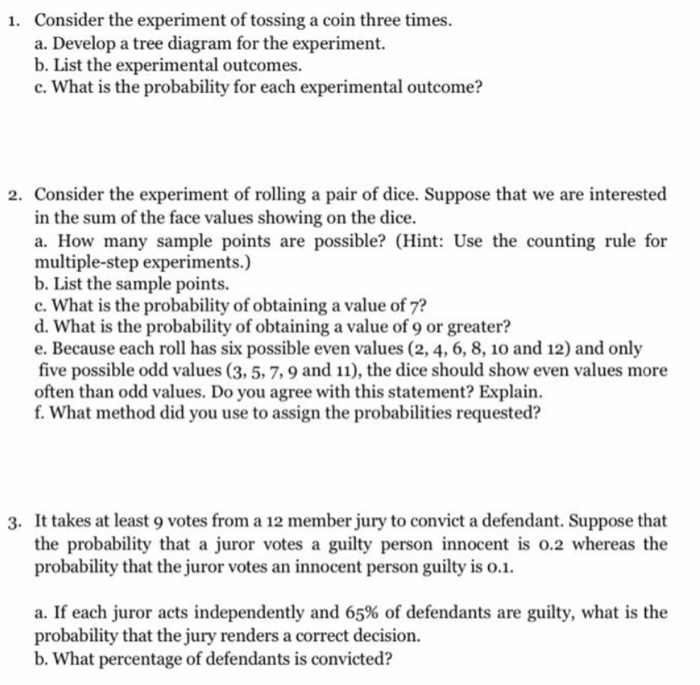 Solved 1. Consider the experiment of tossing a coin three | Chegg.com