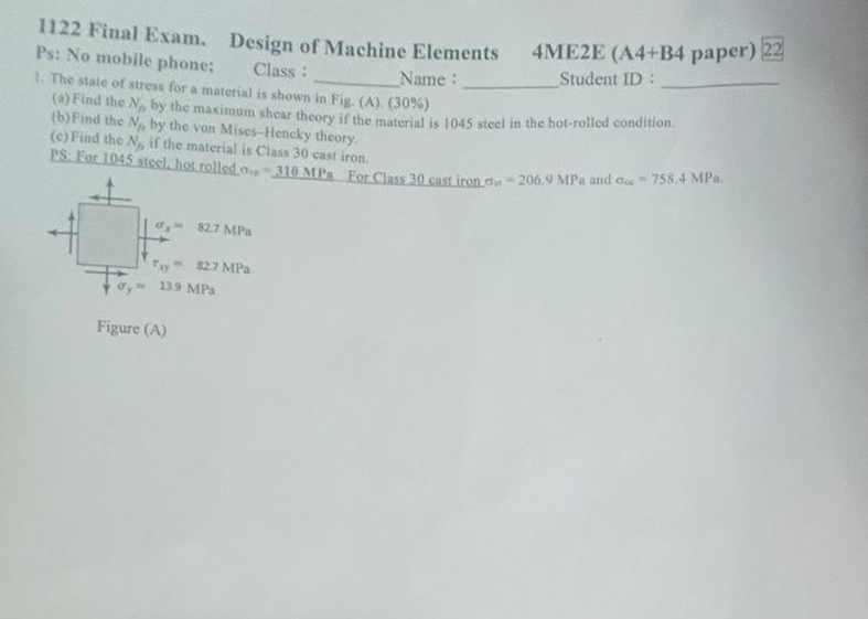Solved 1122 ﻿Final Exam.Ps: No mobile phone;Design of | Chegg.com