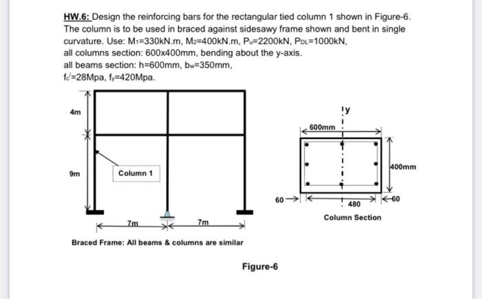 Solved HW.6: Design the reinforcing bars for the rectangular | Chegg.com