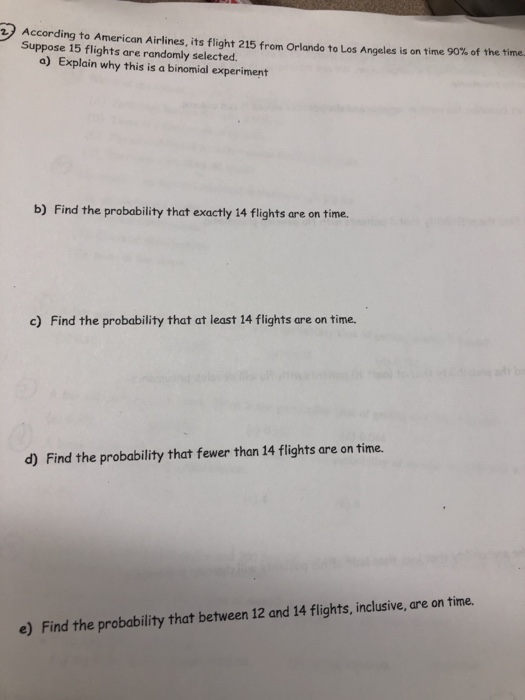 Solved 2) According to American Airlines, its flight 215 | Chegg.com