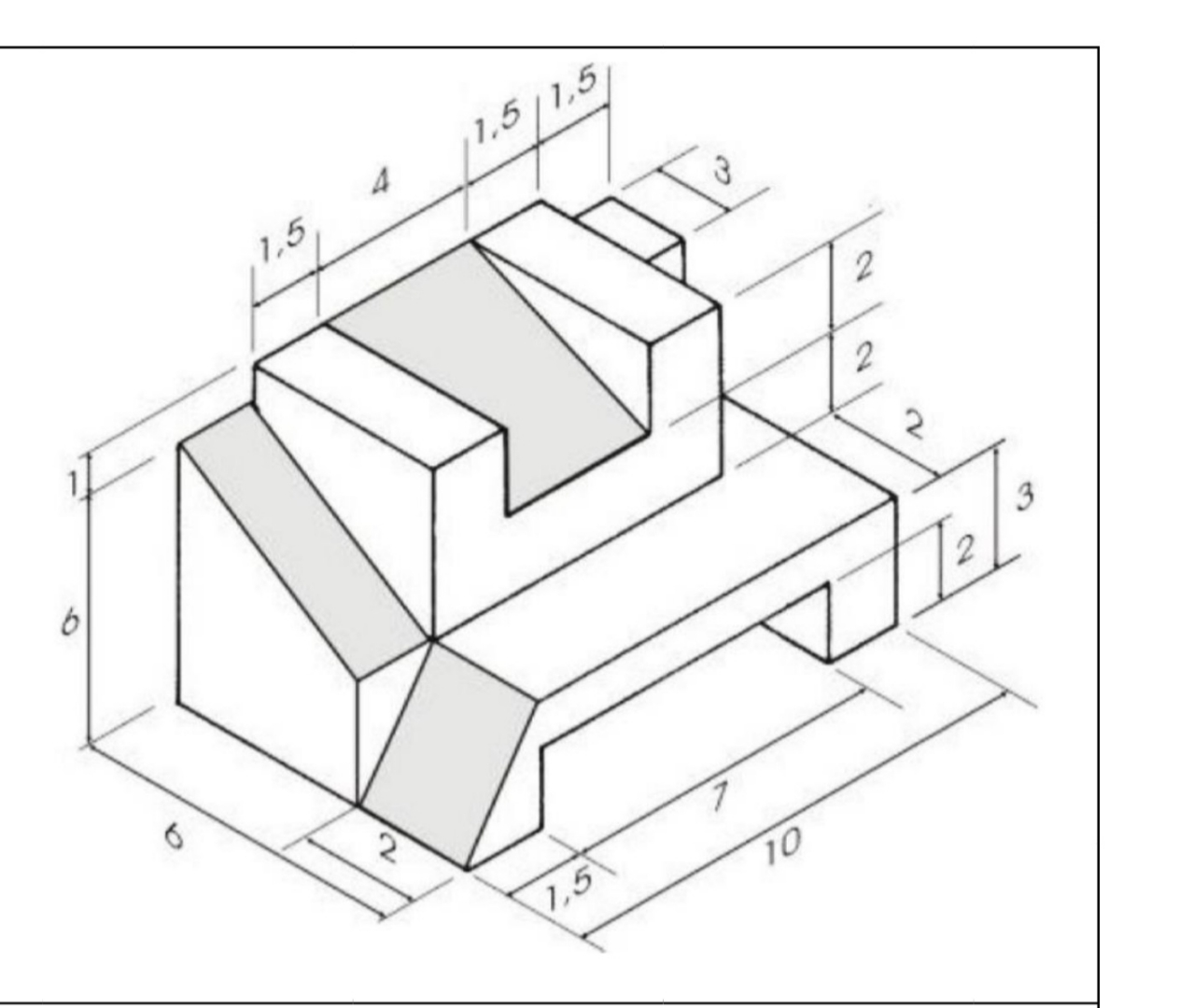 Solved draw the front, top and side view of the drawing | Chegg.com