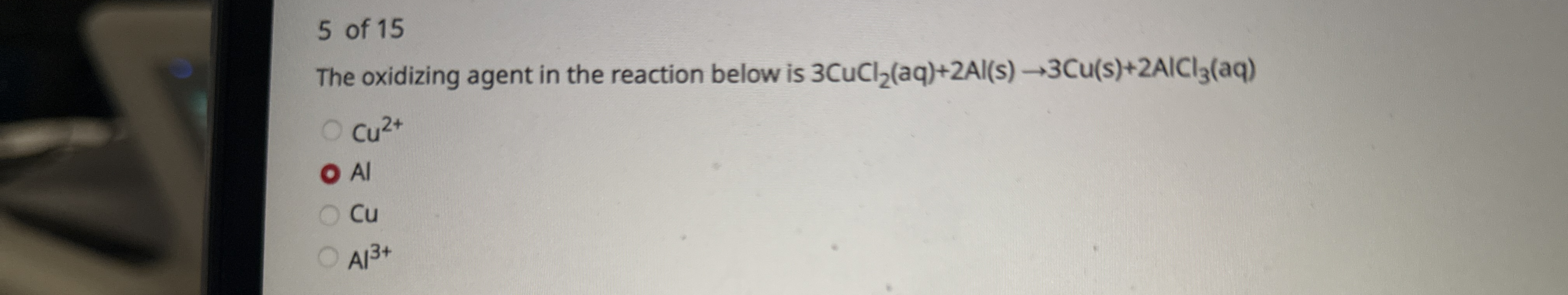 High Quality SOLUTION 5 ﻿of 15The oxidizing agent in the reaction below is | Chegg.com