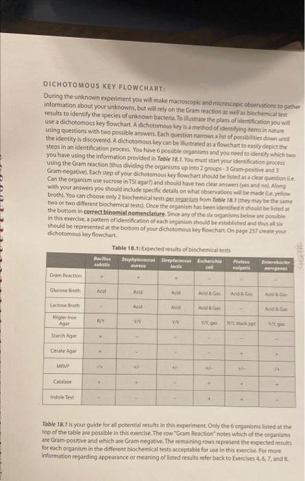 Solved DICHOTOMOUS KEY FLOWCHRRT: During the unknown | Chegg.com