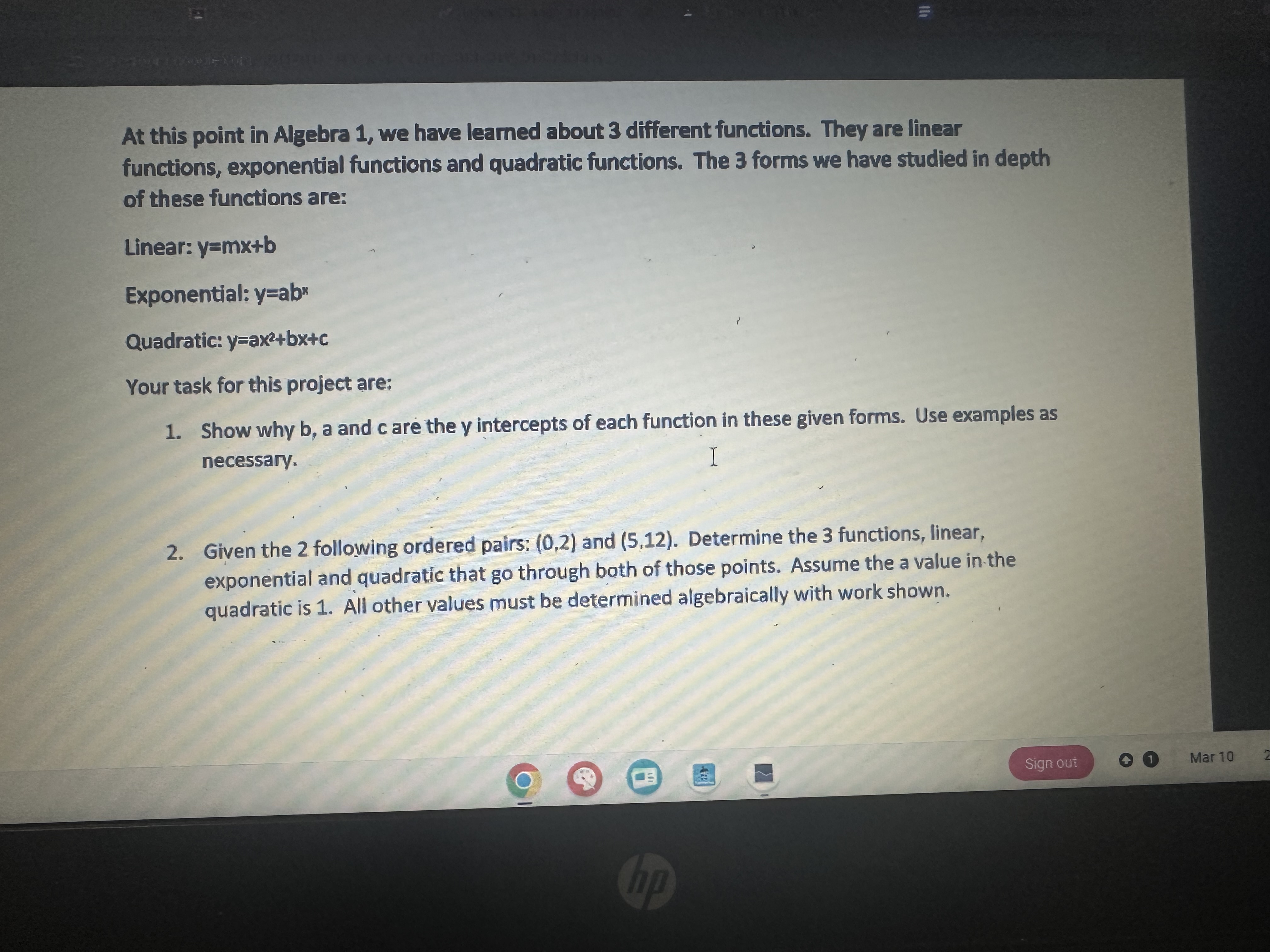 Solved At this point in Algebra 1, ﻿we have learned about 3 | Chegg.com