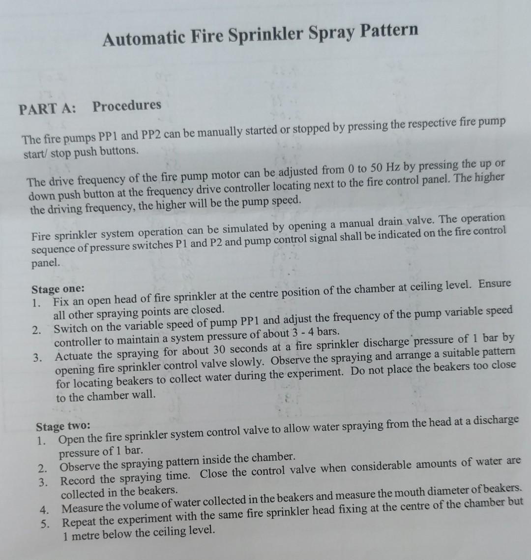 Solved Automatic Fire Sprinkler Spray Pattern PART A: | Chegg.com