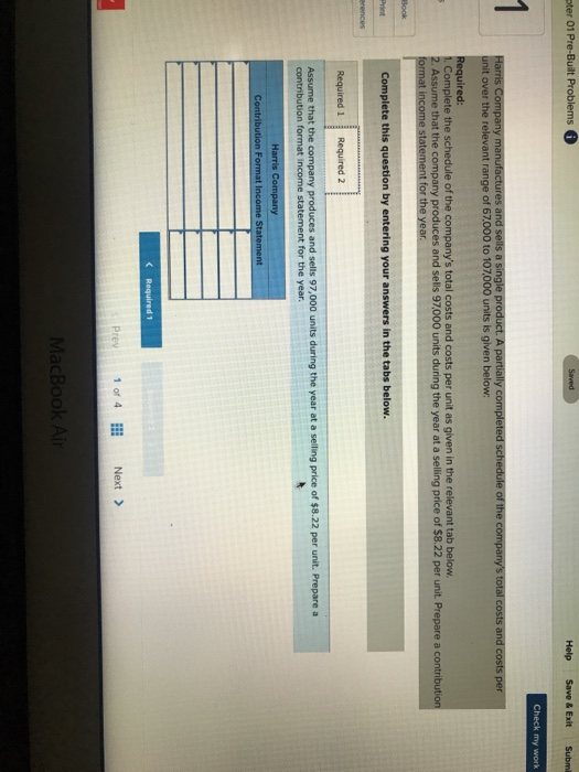 Solved ter 01 Pre-Built Problems Help Save & Exit Submi | Chegg.com