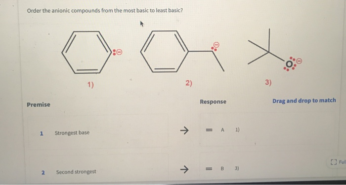 Solved Order the anionic compounds from the most basic to | Chegg.com
