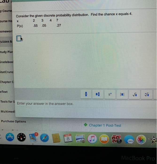 Solved consider the given discrete probability distribution. | Chegg.com
