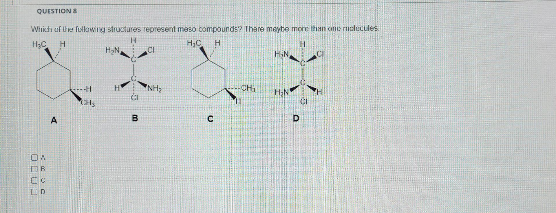 Solved Which of the following structures represent meso | Chegg.com